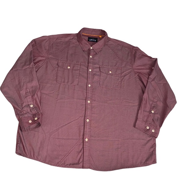 Orvis | Shirts | Orvis Maroon White Tiny Check Long Sleeved Button ...